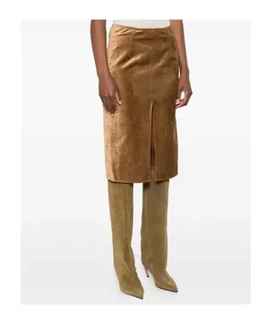 FORTE_FORTE Stretch Velvet Pencil Skirt With Front Vents