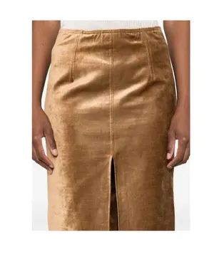 FORTE_FORTE Stretch Velvet Pencil Skirt With Front Vents