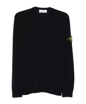Stone Island Crew-neck Logo-patch Sweater - Navy