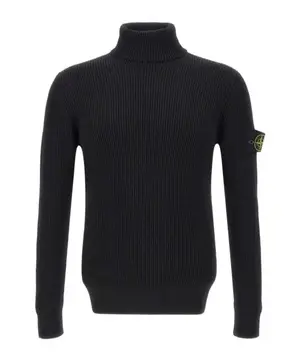 Stone Island Ribbed Turtle-neck Sweater - Black