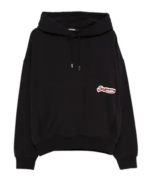 Jacquemus Logo Patch Drawstring Hoodie - Black