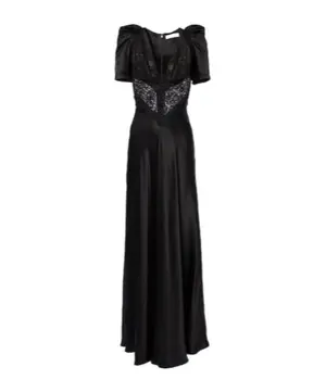 RODARTE Lace-trimmed Silk Charmeuse Gown - Black