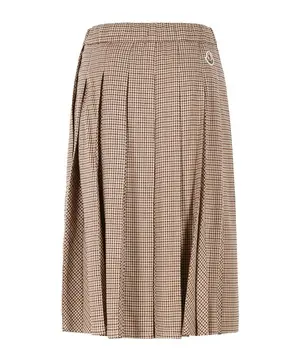 Moncler Microcheck Pleated Midi Skirt