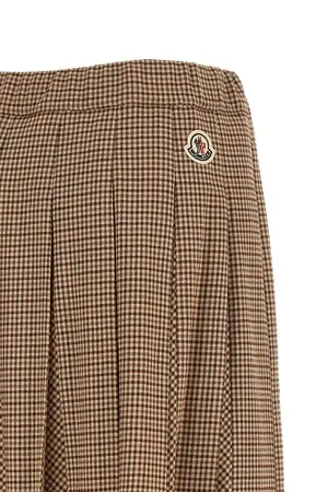 Moncler Microcheck Pleated Midi Skirt