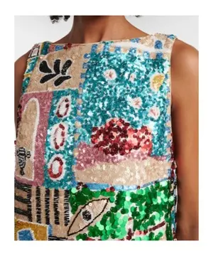 ALEMAIS X Lrnce Sequined Linen Mini Dress