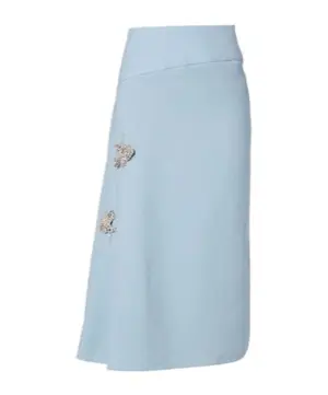 Erdem Virgin Wool Midi Skirt - Blue