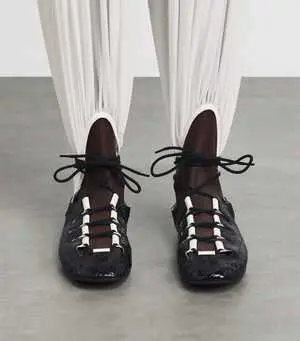 Alaïa Snakeskin Lace-up Ballet Flats - Clear