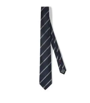 Brunello Cucinelli Silk Stripe Neck Tie - Blue