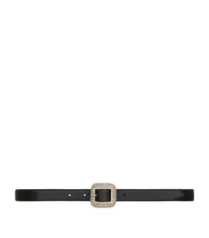 Saint Laurent Calfskin Embellished Belt - Black