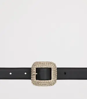 Saint Laurent Calfskin Embellished Belt