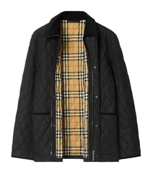 Burberry Quilted Barn Jacket With Corduroy Collar