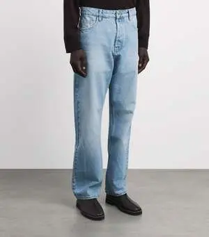 Studio Nicholson Riso Straight Leg Jeans In Raw Washed Denim - Blue