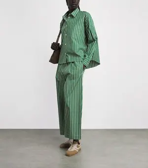 Max Mara Cotton Stripe Wide-leg Trousers
