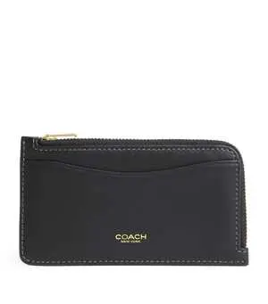 COACH Leather New York Card Holder - Black