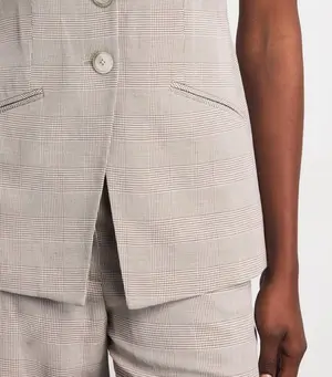 Veronica Beard Plaid Sleeveless Waistcoat