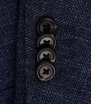 Corneliani Virgin Wool-silk Herringbone Blazer - Navy