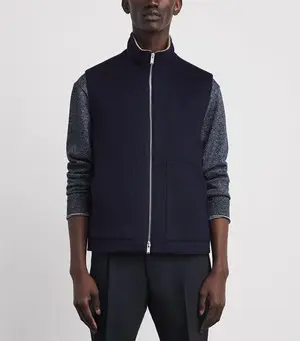 LARDINI Wool-cashmere Zip-up Gilet