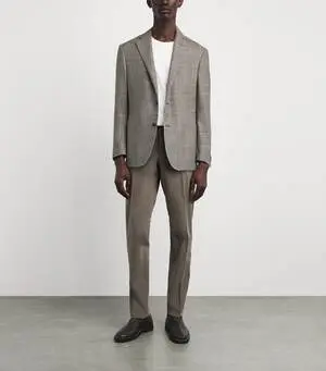 Corneliani Virgin Wool-silk Herringbone Blazer - Grey
