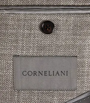 Corneliani Virgin Wool-silk Herringbone Blazer - Grey