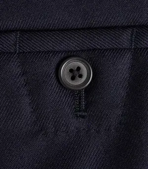 Corneliani Stretch Virgin Wool Drawstring Trousers - Navy