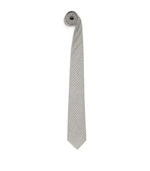 Canali Silk Medallion Print Neck Tie - Brown