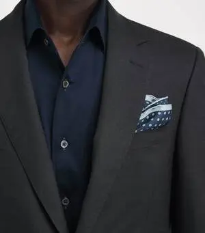 Canali Silk Medallion Print Pocket Square