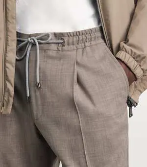 Corneliani Stretch Virgin Wool Drawstring Trousers - Beige