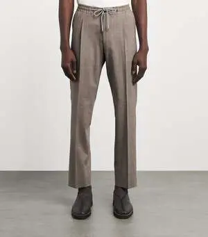 Corneliani Stretch Virgin Wool Drawstring Trousers - Beige