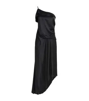 Camilla And Marc Silk Asymmetrical Maxi Dress - Black