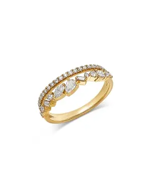 Bloomingdale'S Diamond Mixed Cut Double Band Ring In 18k Yellow - Gold