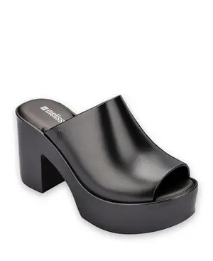 Melissa Melissa Metallic Platform Mule Heels Dark Silver