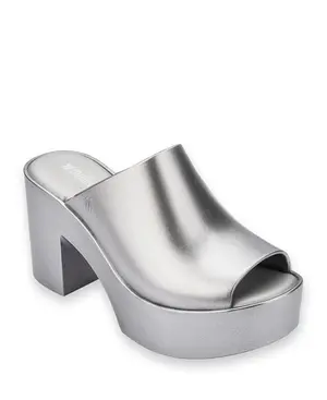 Melissa Melissa Metallic Platform Mule Heels Light Silver