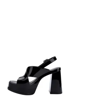 Melissa Platform Cross Strap Heeled Sandals - Black