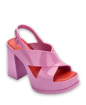 Melissa Melissa Platform Cross Strap Heeled Sandals Pink/red