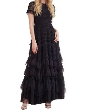 NEEDLE & THREAD Valentine Ruffle Maxi Gown - Graphite