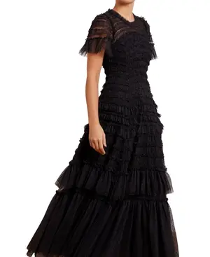NEEDLE & THREAD Valentine Ruffle Maxi Gown - Graphite