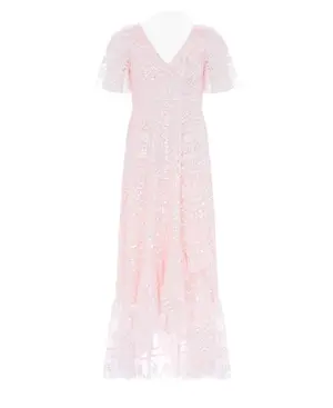 NEEDLE & THREAD Anais Sequin Frill Ankle Gown - Seashell