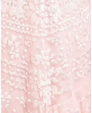 NEEDLE & THREAD Anais Sequin Frill Ankle Gown - Seashell
