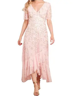 NEEDLE & THREAD Ethereal Blooms Frill Ankle Gown - Seashell/multi