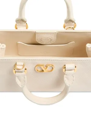 Valentino Garavani Mini Vlogo Leather Handbag - Light Ivory