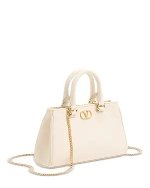 Valentino Garavani Mini Vlogo Leather Handbag - Light Ivory