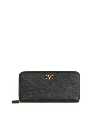 Valentino Garavani Zip Around Leather Wallet - Black
