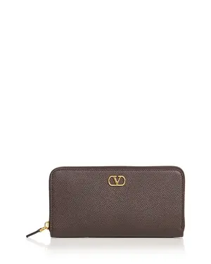 Valentino Garavani Zip Around Leather Wallet - Brown