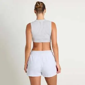 SKIMS Cotton Fleece Double Waistband Short - Light Heather Grey