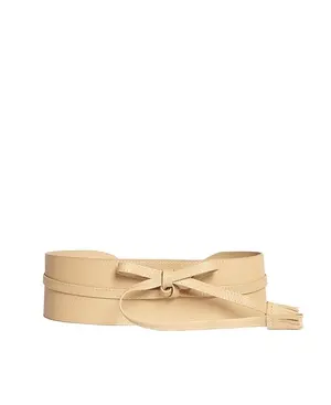 VAINCOURT L'ingenieuse Wrap Leather Belt - Medium Beige