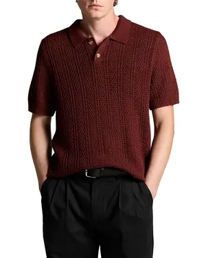 Vince Seed Stitch Rib Short Sleeve Polo - Deep Satin