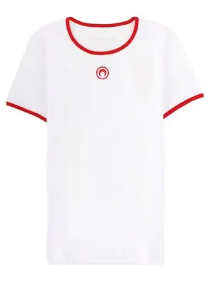 MARINE SERRE T-shirt With Red Trim And Logo