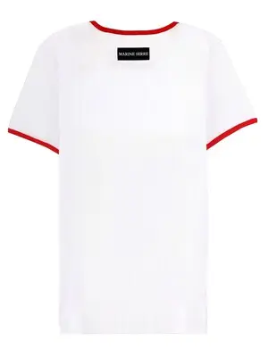 MARINE SERRE T-shirt With Red Trim And Logo
