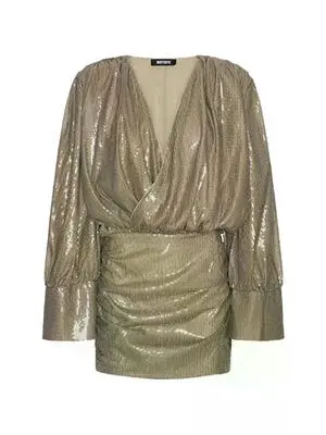 ROTATE BY BIRGER CHRISTENSEN Sequin-embellished Ruched Dress - Neutrals