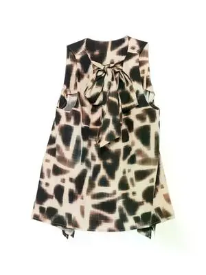 PSOPHIA Abstract Print Tie-neck Sleeveless Top